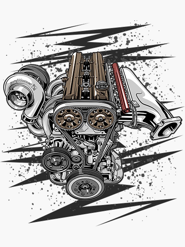 "Toyota 2jz Gte T-ShirtToyota 2jz gte engine" Sticker by ZaneGlaber ...