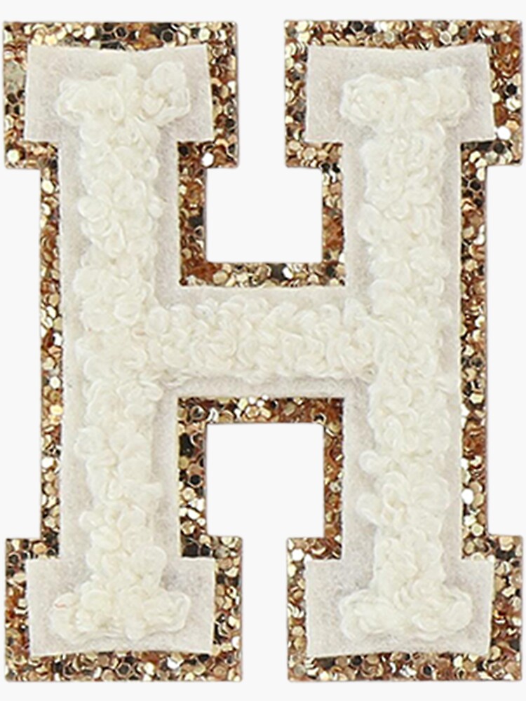 "H - Blanc Glitter Varsity Letter Patches" Sticker for Sale by ...