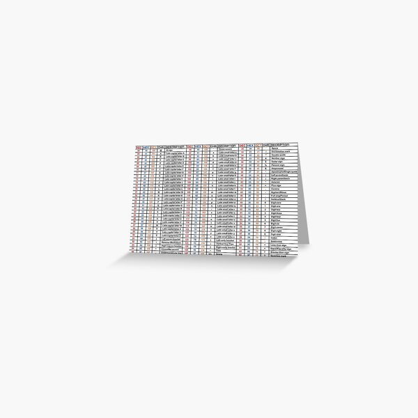 " Hacker ASCII Table - With Borders" Greeting Card for Sale by clubtee ...