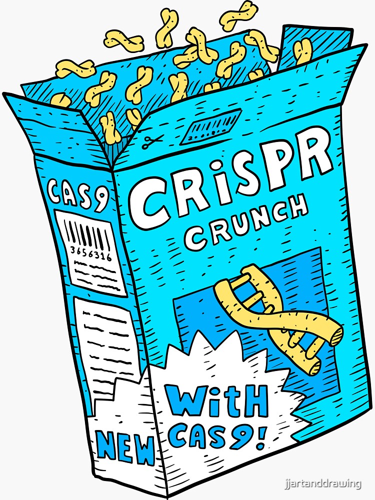 "crispr cas9. gene editing. science cereal. dna." Sticker for Sale by ...