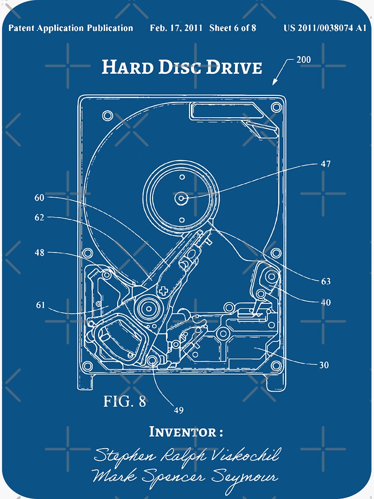 "Hard Drive Patent Technology, HDD Blueprint Poster Computer Art / Gift ...