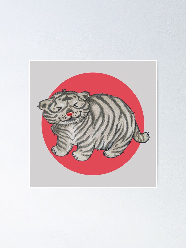 "Cute chonk white tiger" Poster by kisamemur | Redbubble