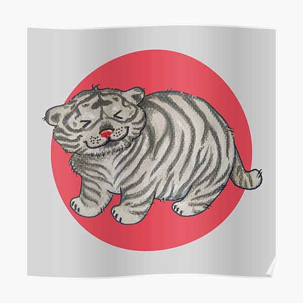 "Cute chonk white tiger" Poster by kisamemur | Redbubble
