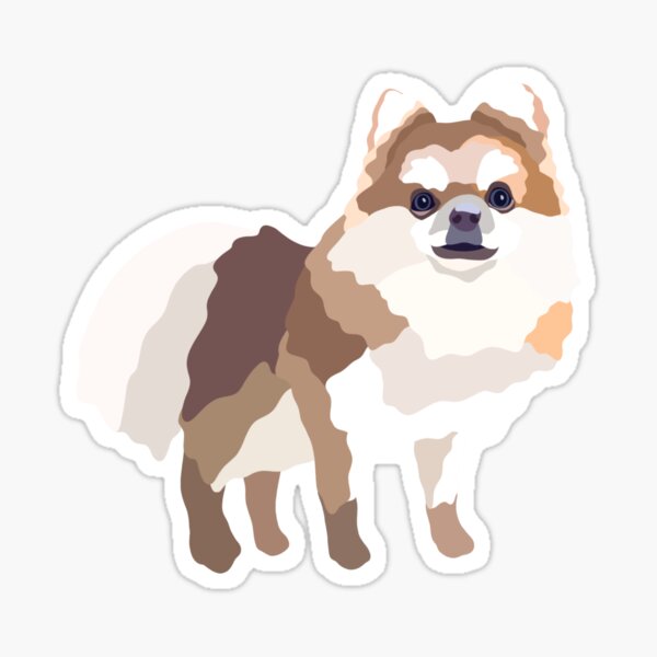 "Pomchi Dog Portrait Digital Illustration" Sticker by sherylwylie ...