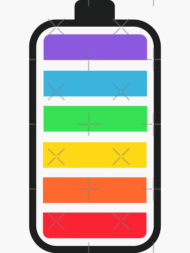 "Full battery rainbow colors" Sticker for Sale by elgreko | Redbubble