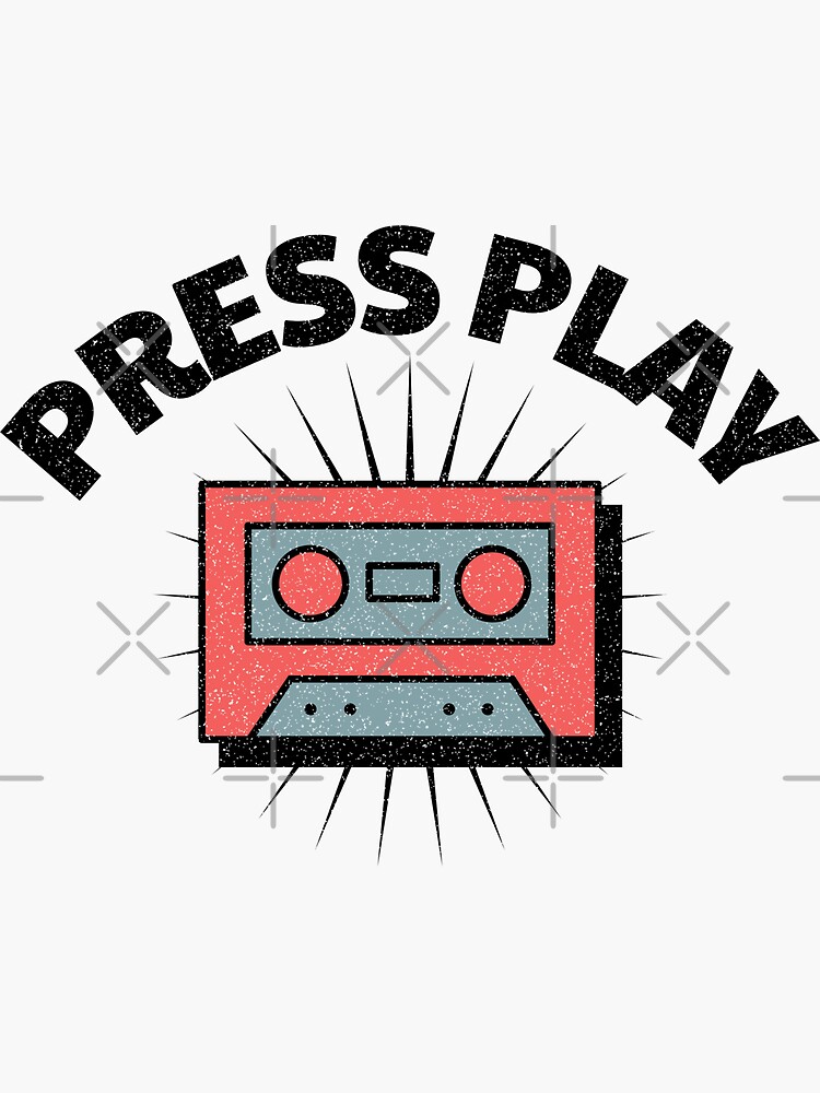 "Press Play On Tape" Sticker by VintageByJ | Redbubble