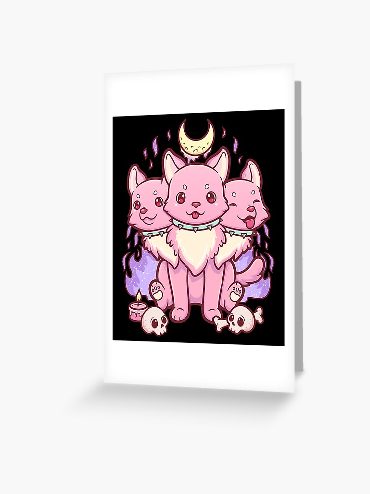 "Kawaii Pastel Goth Cute Creepy Occult Cerberus" Greeting Card for Sale ...