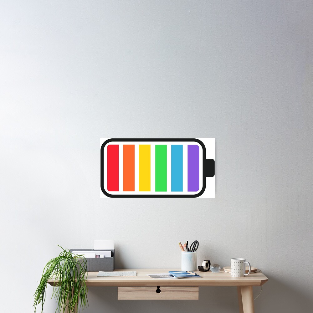 "Full battery rainbow colors" Poster for Sale by elgreko | Redbubble