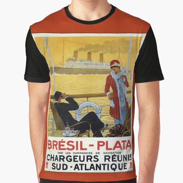 "Vintage 1920s ocean liner cruises to Brazil Plata advert" Graphic T ...