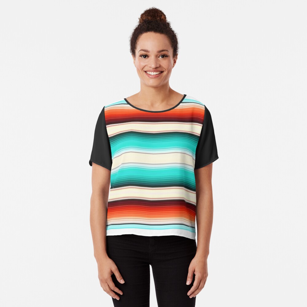 "Serape Western Southwestern Desert Sunset Mexican Striped Teal ...