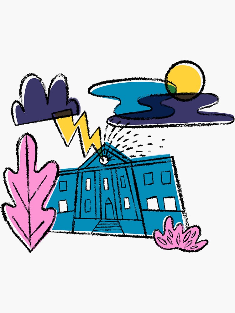 "Clock Tower Lightning Strike" Sticker for Sale by joelselbyart | Redbubble
