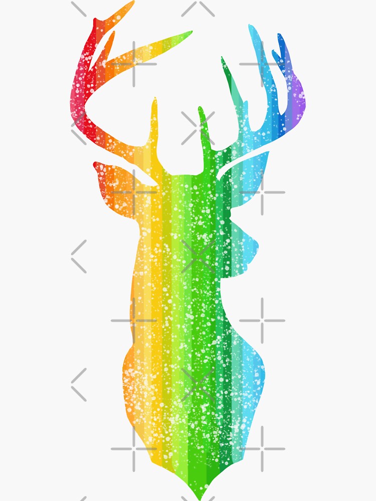 "Vintage stag in rainbow colors" Sticker by Gerhanj | Redbubble