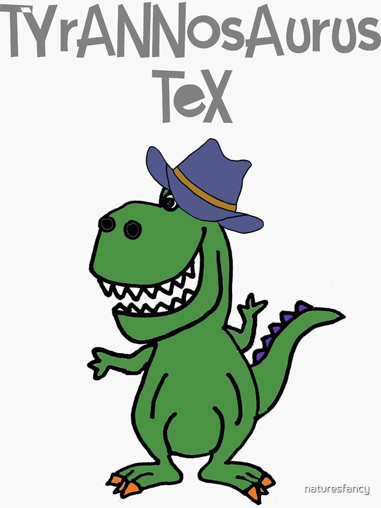 "Funny Tyrannosaurus Tex T-rex Pun Cartoon" Sticker for Sale by ...