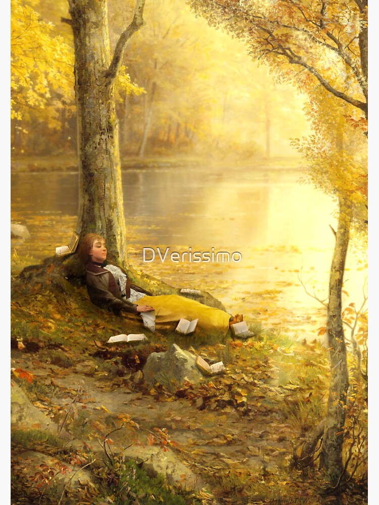 "Reading Under a Golden Sun" Sticker for Sale by DVerissimo | Redbubble