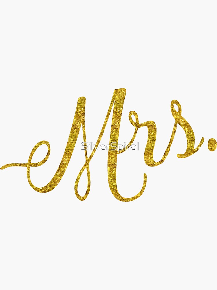 "Mrs Gold Faux Foil Metallic Glitter Quote Isolated on White Background ...