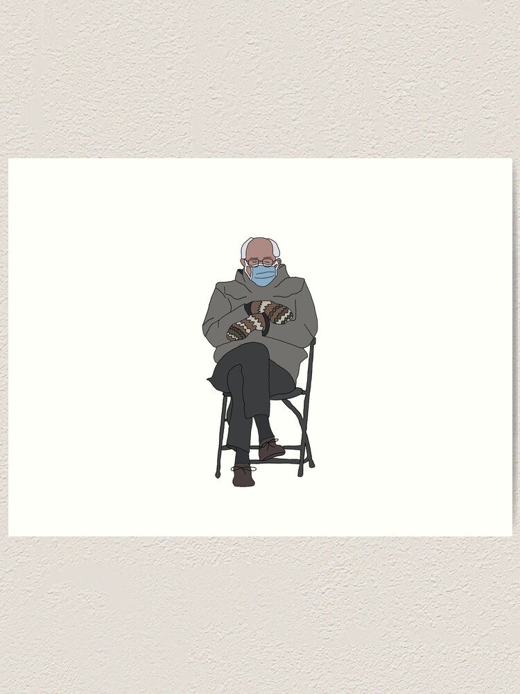 "Bernie Sanders and his Mittens Cartoon Drawing" Art Print for Sale by ...