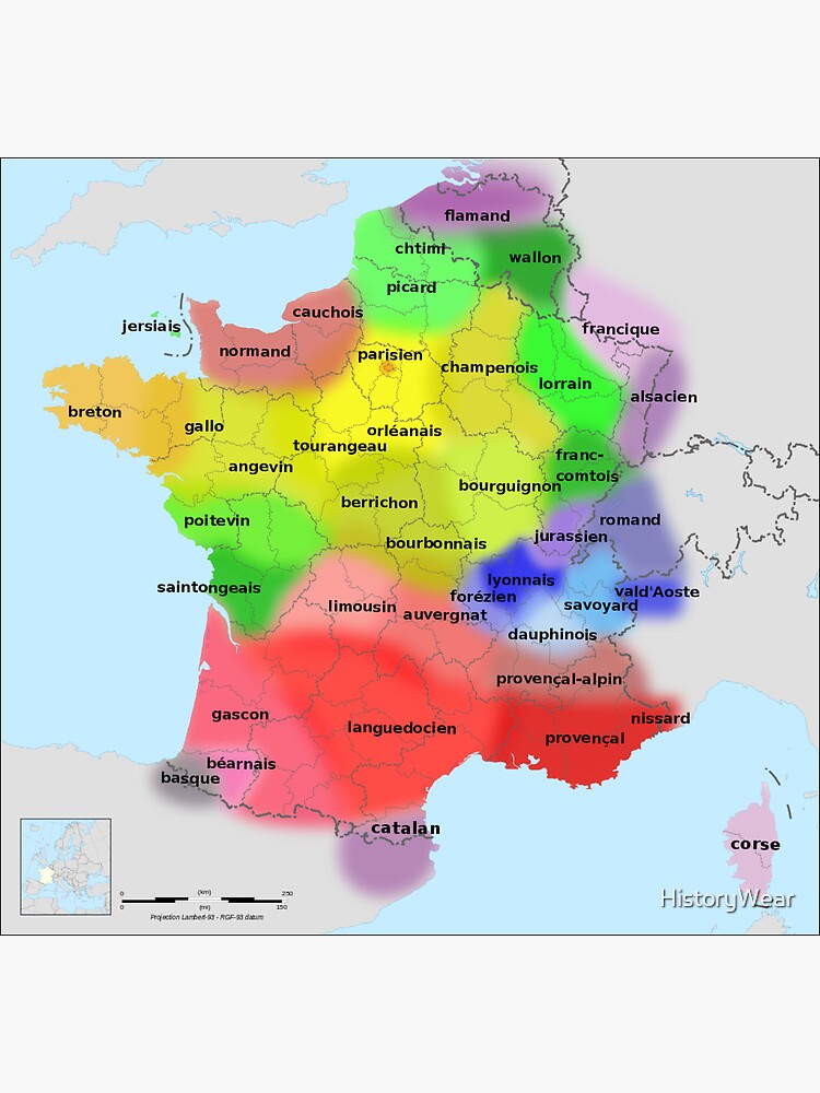 "Languages and Dialects of France" Sticker for Sale by HistoryWear ...