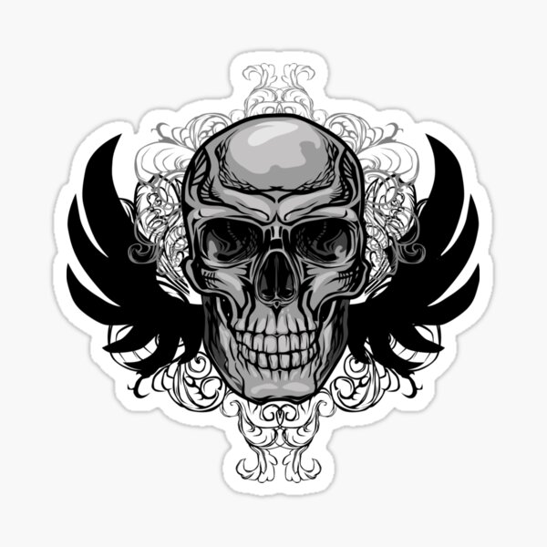 "Skull with black wings" Sticker for Sale by Outlookmesh | Redbubble