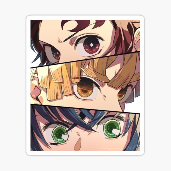 "TANJIRO, ZENITSU, INOSUKE EYES" Sticker by Waliduzumaki | Redbubble
