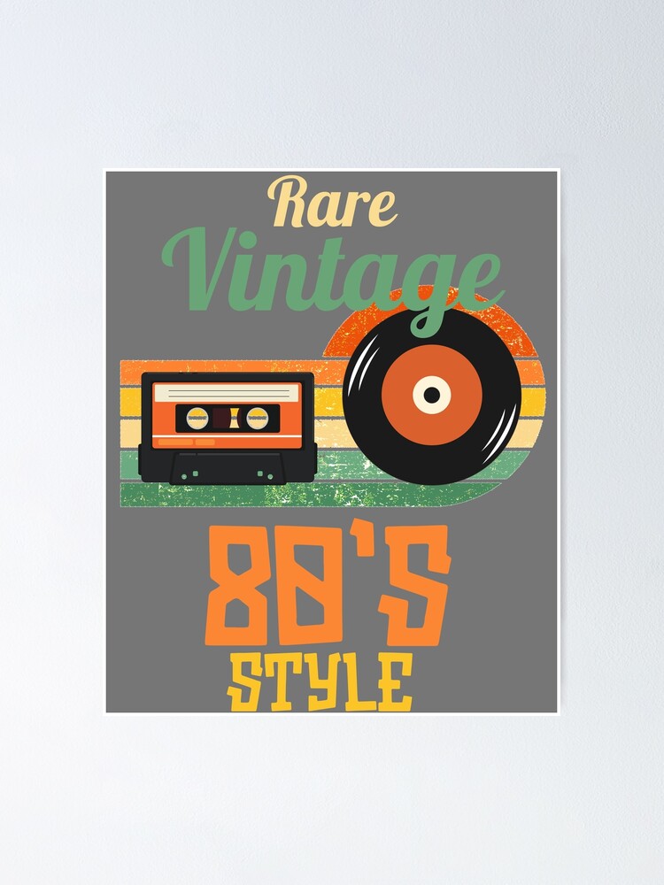 "Vintage style 80's Cassette and vinyl with retro colors" Poster for ...