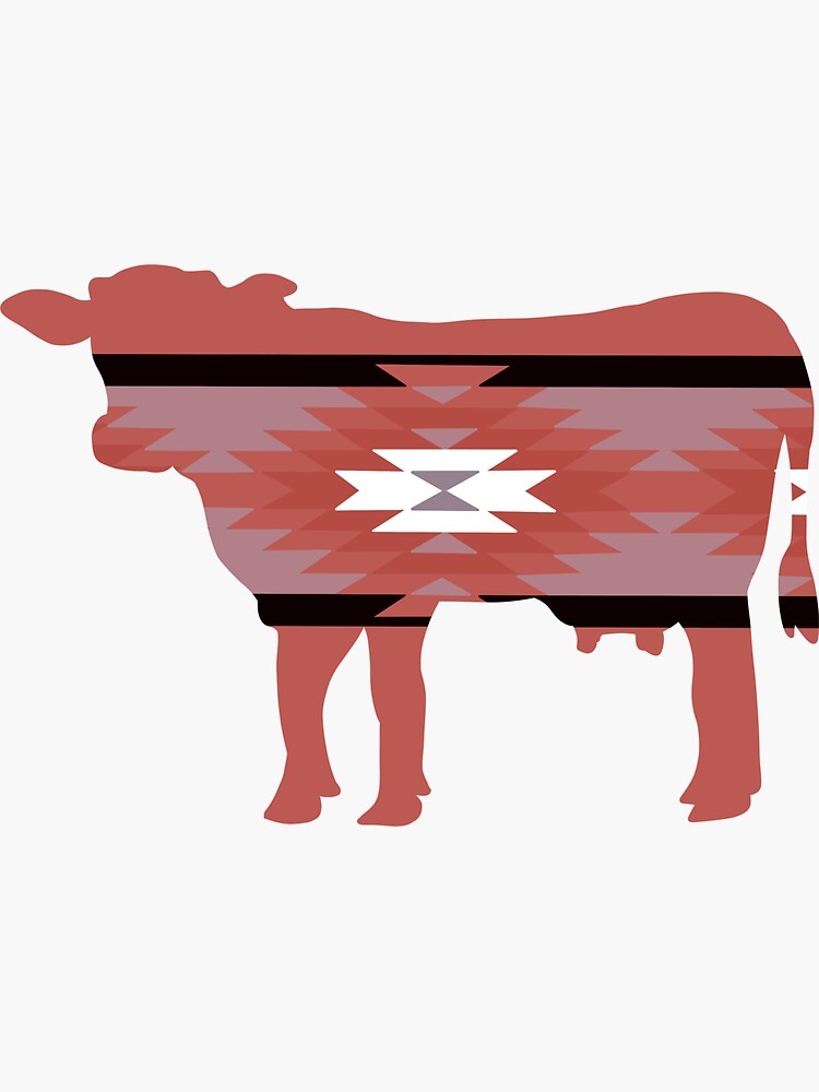 "Red Aztec cow" Sticker for Sale by Lindsayspars | Redbubble