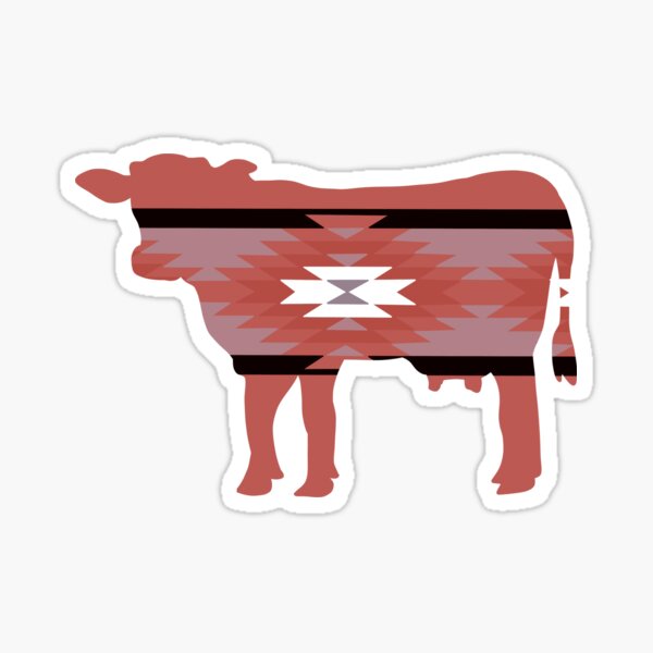 "Red Aztec cow" Sticker for Sale by Lindsayspars | Redbubble