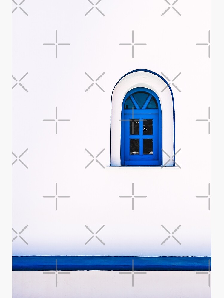 "Greek blue window with white facade minimalist photo" Poster by ...