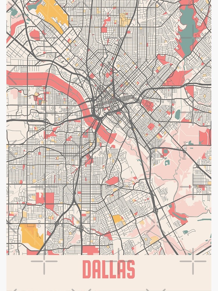 "Chalk City Map Of Dallas Texas State United States America USA" Art ...