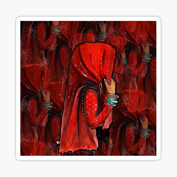 "Lady in red saree" Sticker for Sale by Ankilunkad90 | Redbubble