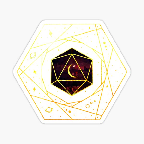 "Gold Space D20" Sticker for Sale by RachelMcEwanArt | Redbubble