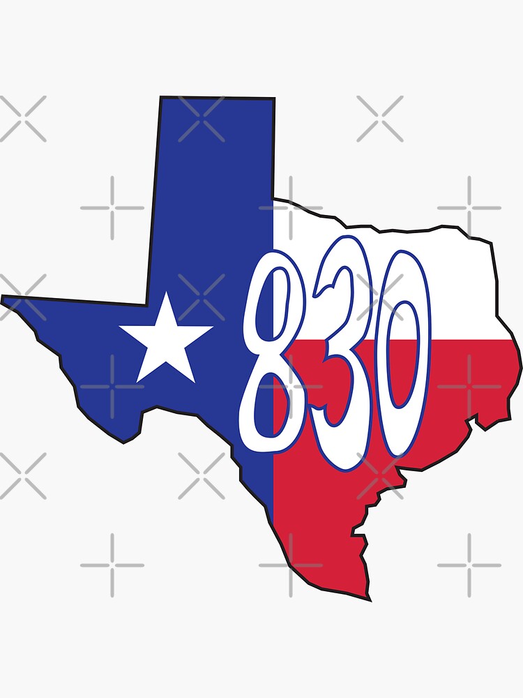 "Hand Drawn Texas Flag 830 Area Code" Sticker for Sale by itsrturn ...