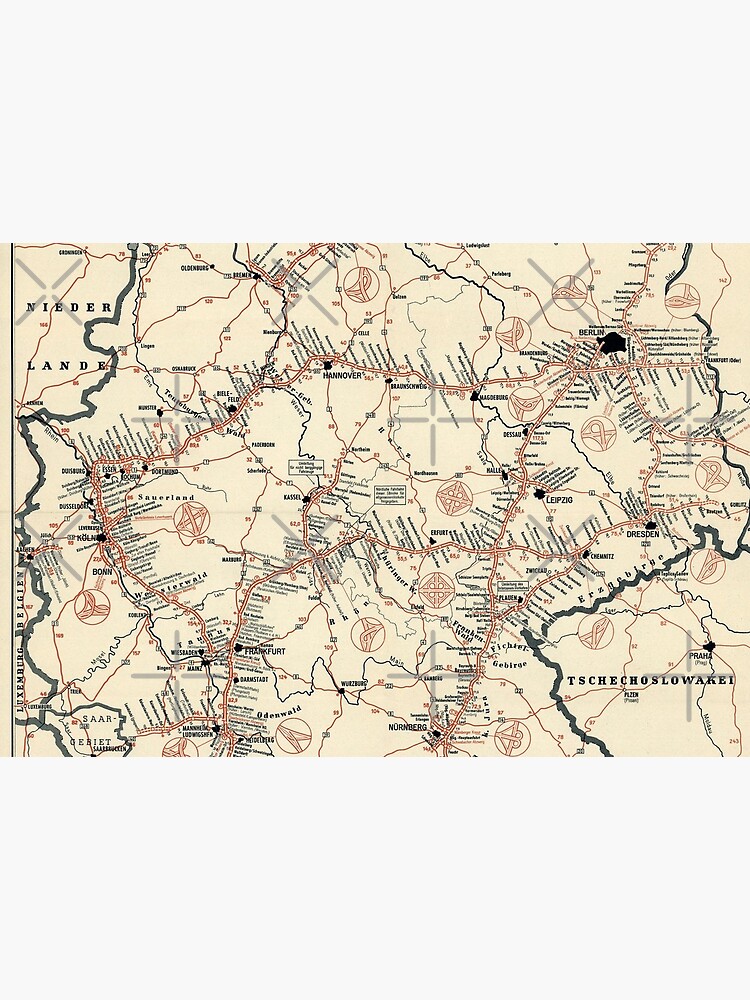 "ADAC Autobahn-Karte. 1950 Vintage Map of Autobahn in Germany." Mask by ...