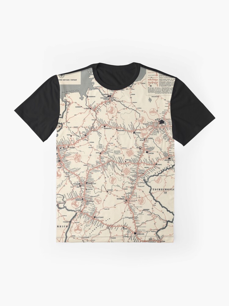 "ADAC Autobahn-Karte. 1950 Vintage Map of Autobahn in Germany." T-shirt ...