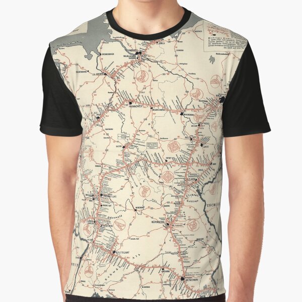 "ADAC Autobahn-Karte. 1950 Vintage Map of Autobahn in Germany." T-shirt ...