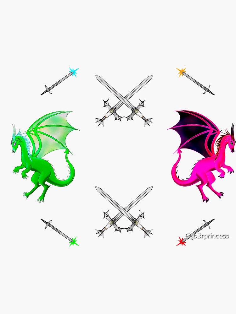 "Twin Dragon Design" Sticker by Cyb3rprincess | Redbubble