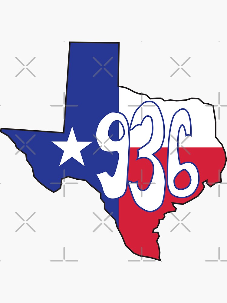 "Hand Drawn Texas Flag 936 Area Code" Sticker for Sale by itsrturn ...