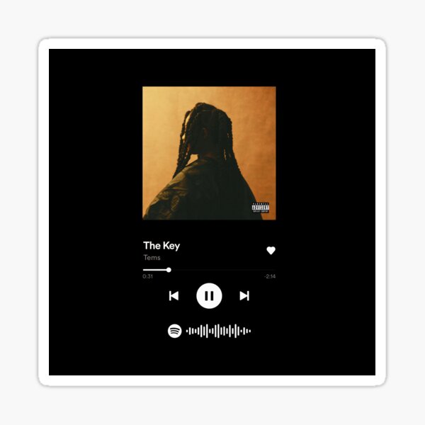 "The Key by Tems - Spotify Plaque" Sticker by ap-now | Redbubble