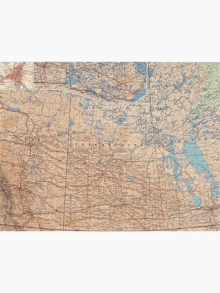 "1957 Vintage Map of Canadian Prairies" Photographic Print for Sale by ...