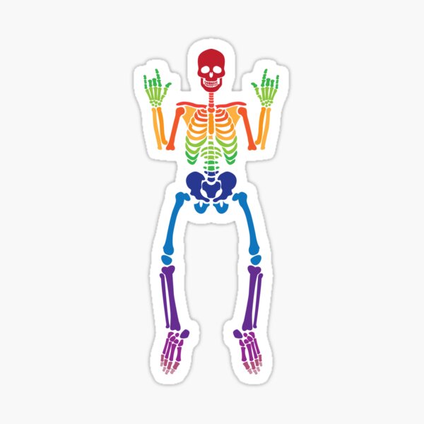 "Spooky Rainbow Skeletons (black)" Sticker for Sale by Jennifer-Smith ...