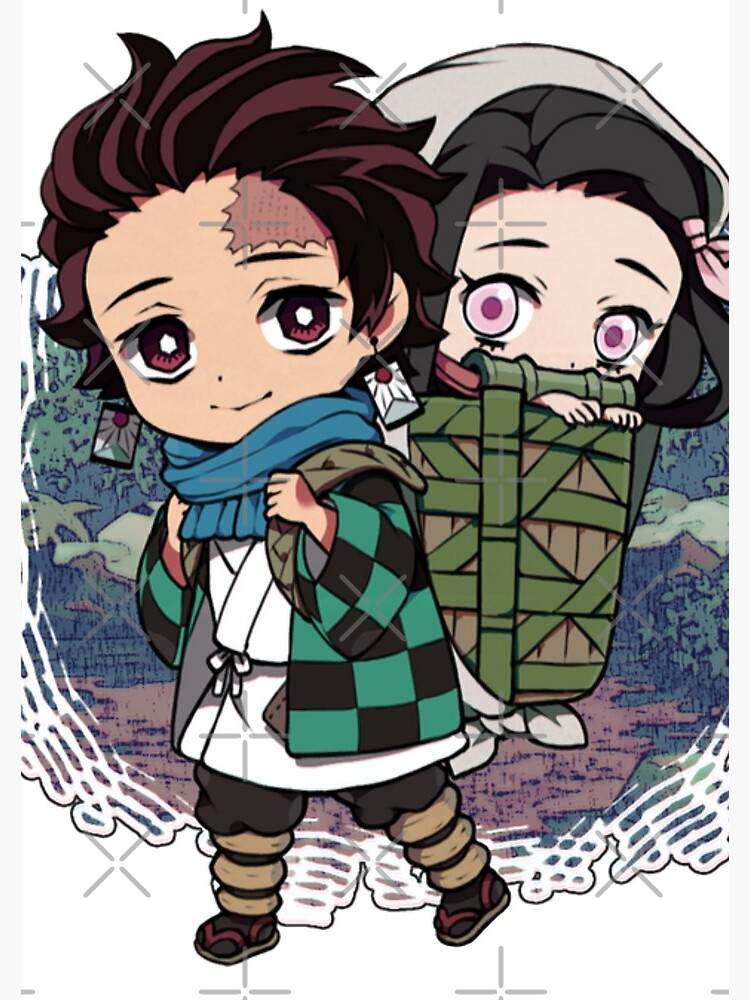 "demon slayer tanjiro x nezuko chibi sticker" Spiral Notebook by Akledo ...