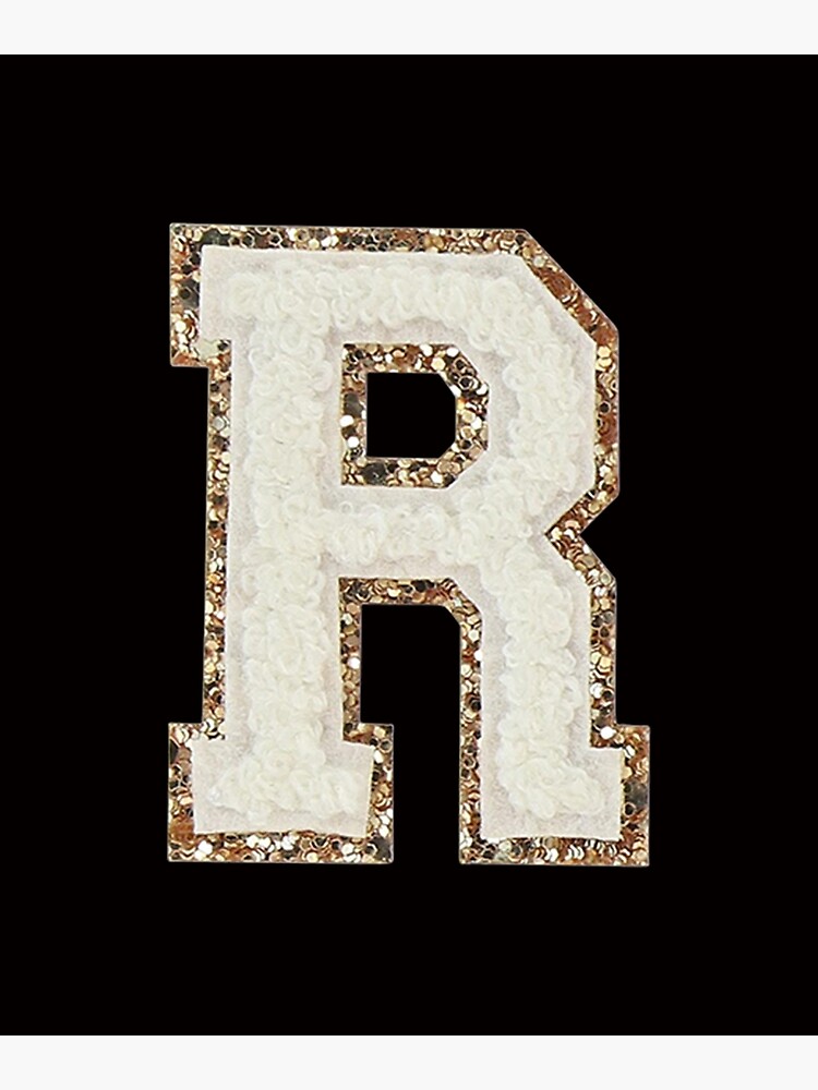 "R - Blanc Glitter Varsity Letter Patches" Poster by PortraitsUltd ...