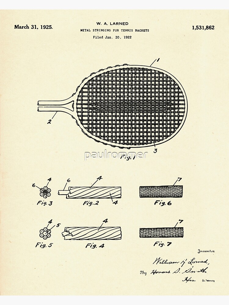 "Metal Stringing for Tennis Racket-1925" Sticker by paulrommer | Redbubble
