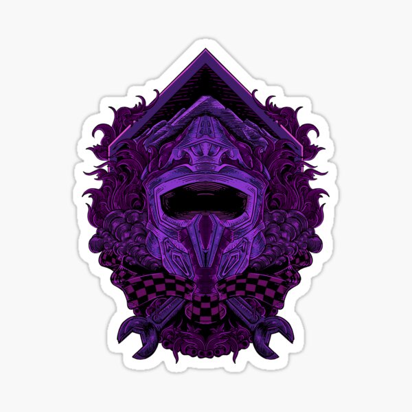 "Purple Moto Cross Helmet Illustration" Sticker for Sale by mazyoy ...