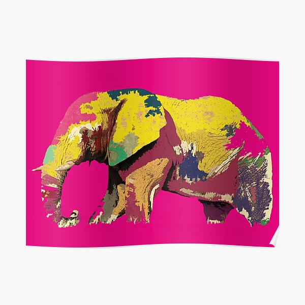 Póster «Bloque de color elefante en rosa fuerte» de Tavatee | Redbubble