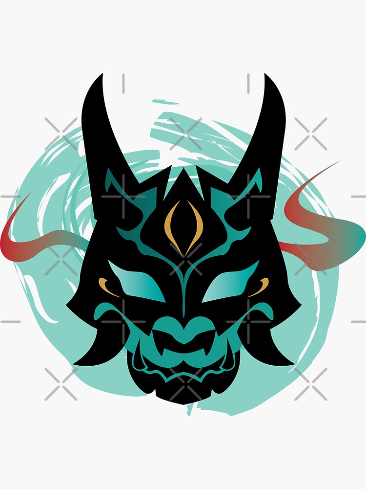 "Xiao Yaksha Mask Design" Sticker for Sale by Zirxecs | Redbubble