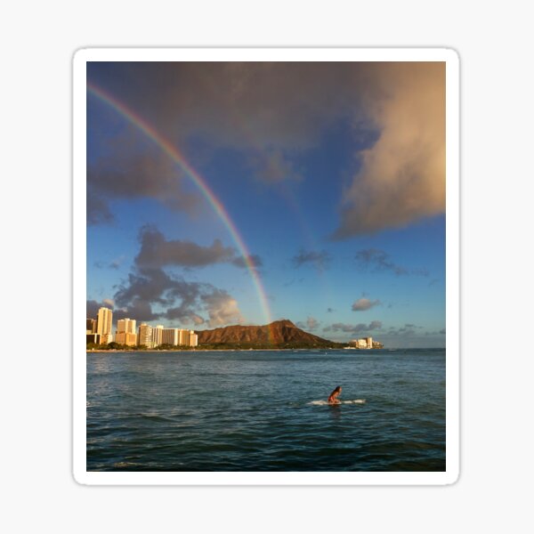 "Rainbow over LĒ‘AHI a.k.a Diamond Head" Sticker by alex4444 | Redbubble