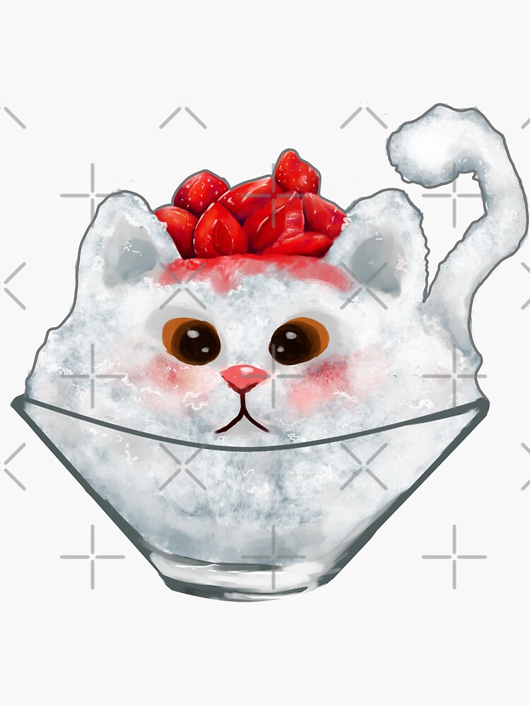 "Snow cone cat in pink background" Sticker for Sale by Geraldine-N ...