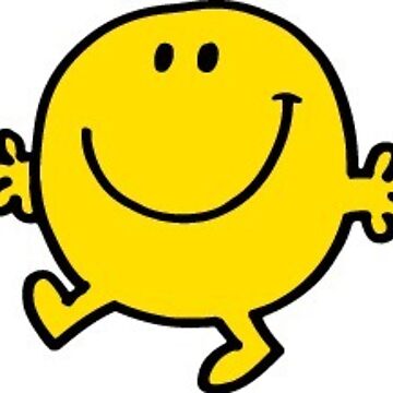 "Mr Men - Mr Happy" Sticker for Sale by squigglebee | Redbubble