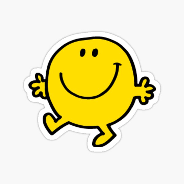 "Mr Men - Mr Happy" Sticker for Sale by squigglebee | Redbubble