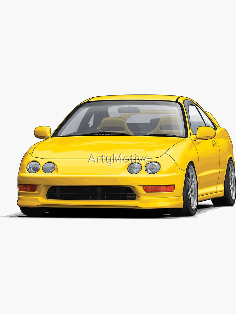 "Integra DC2 (Yellow)" Sticker for Sale by ArtyMotive | Redbubble